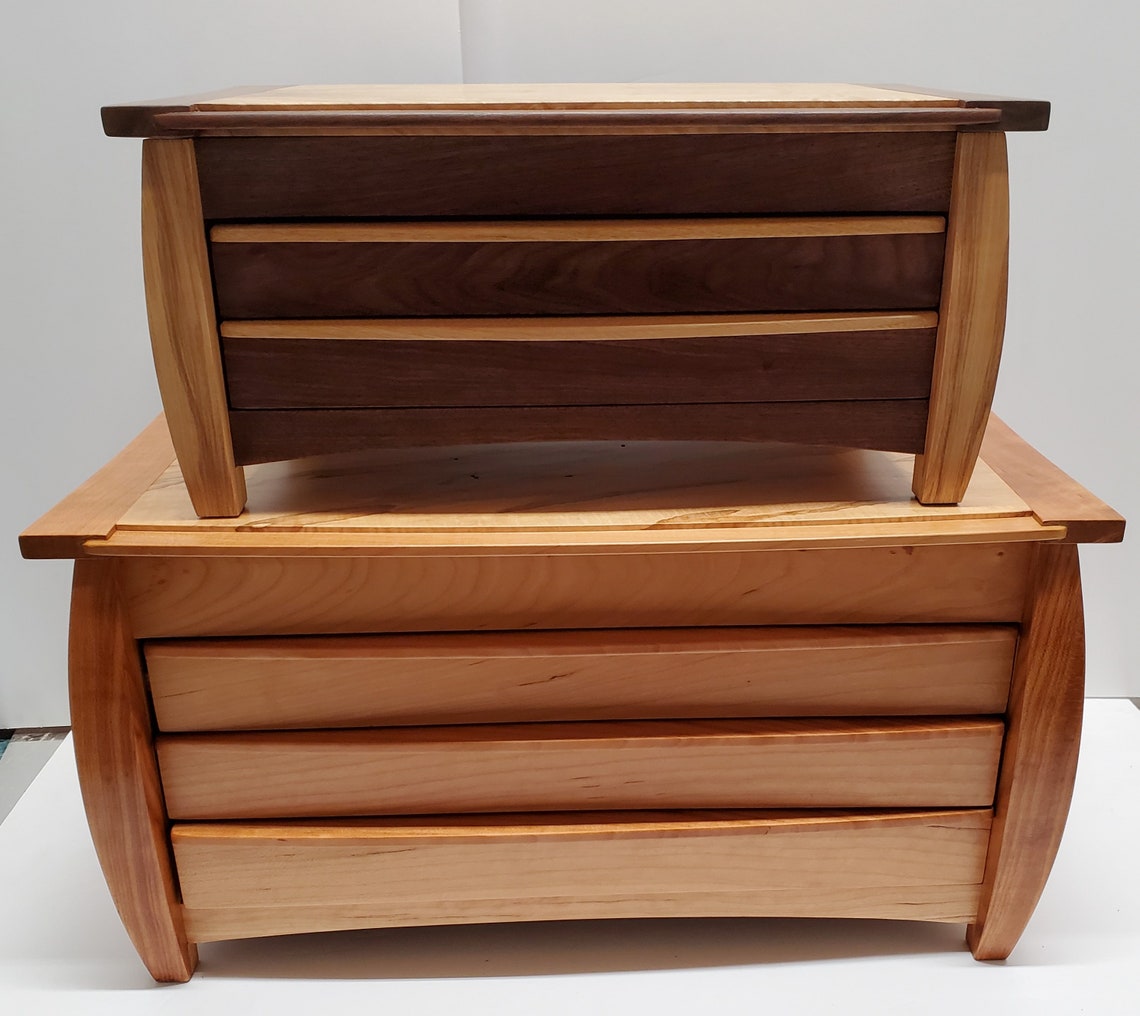 4 Drawer Jewelry Box - Cherry/ Figured Ambrosia Maple - Etsy