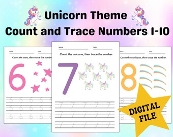 Count and Trace Numbers 1-10 Kids Printable Worksheet Sea - Etsy