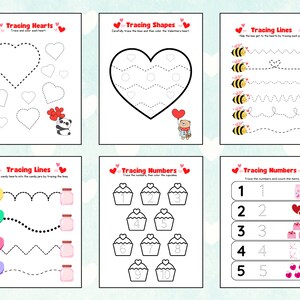Valentine's Day Tracing Activity Book for Kids Printable Digital File ...