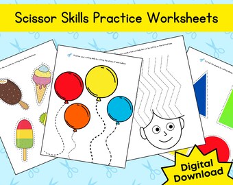 Preschool Scissor Skills Printable Worksheet Black and White Animals ...
