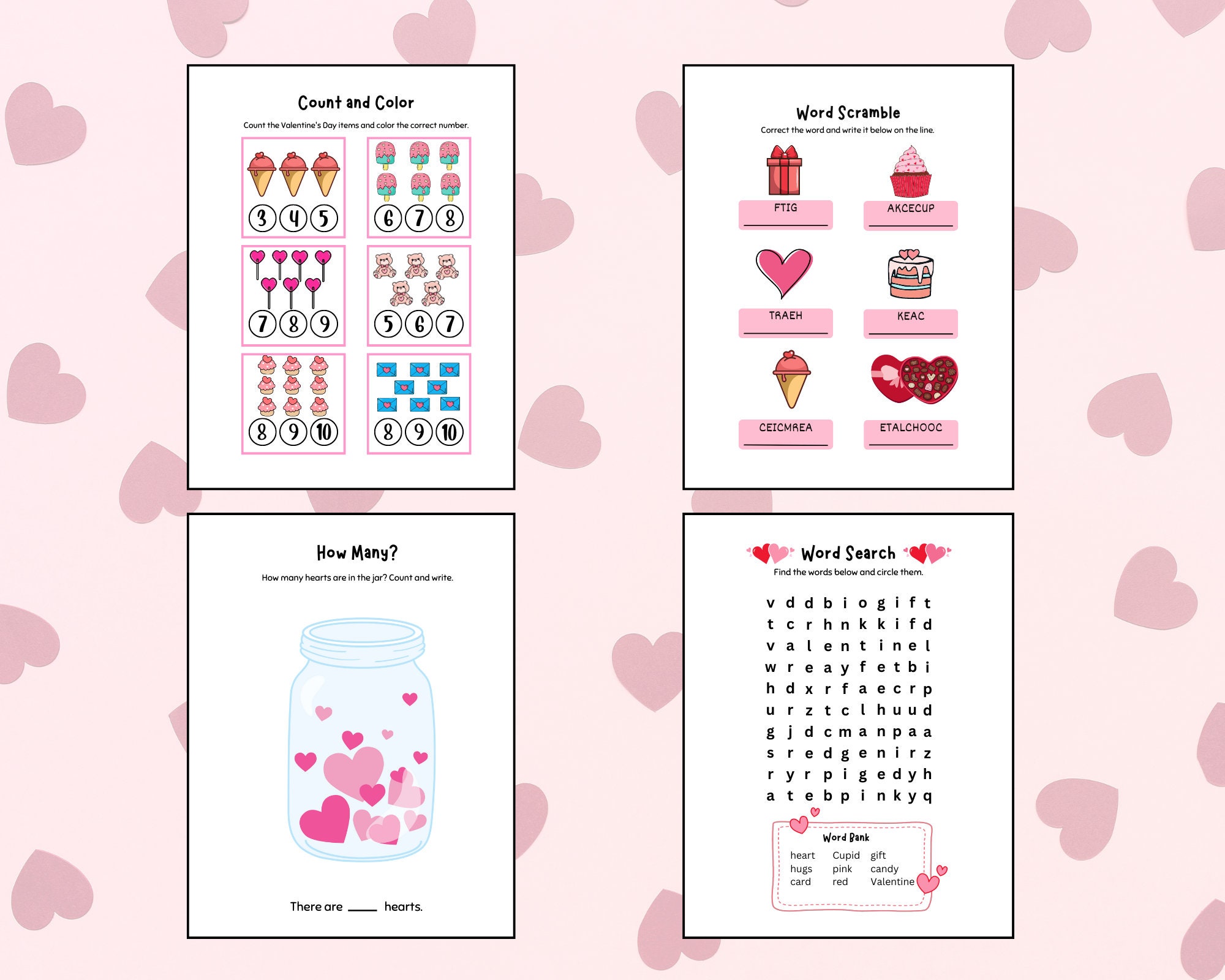 Printable Valentine's Day Activity Book for Kids 10 Pages of Fun and ...