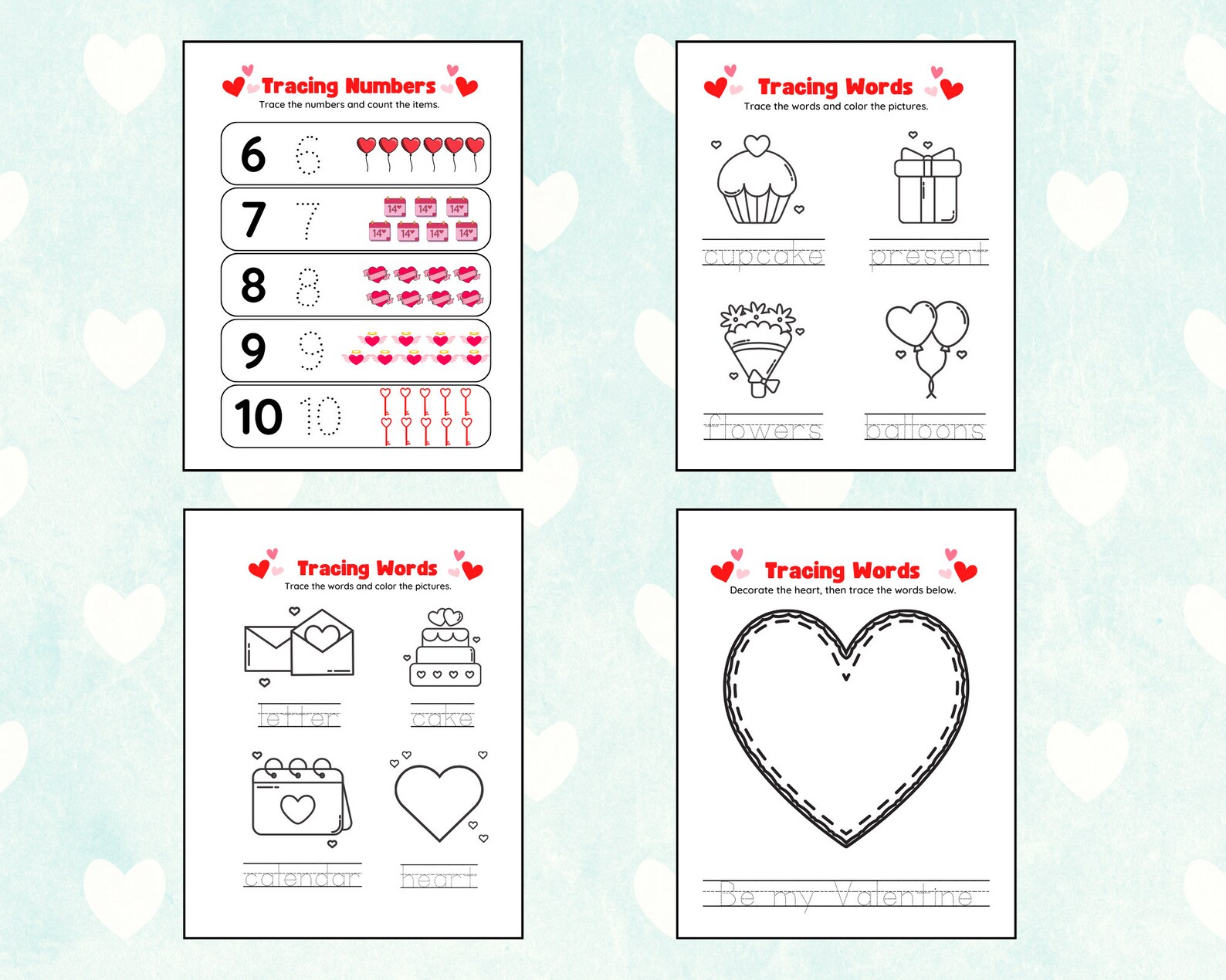 Valentine's Day Tracing Activity Book for Kids Printable Digital File ...
