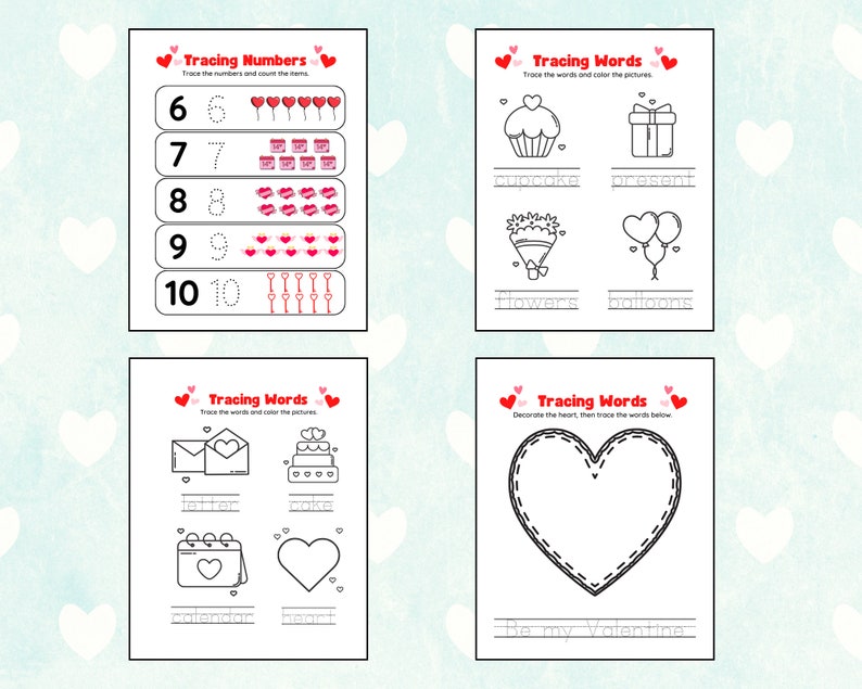 Valentine's Day Tracing Activity Book for Kids Printable Digital File ...
