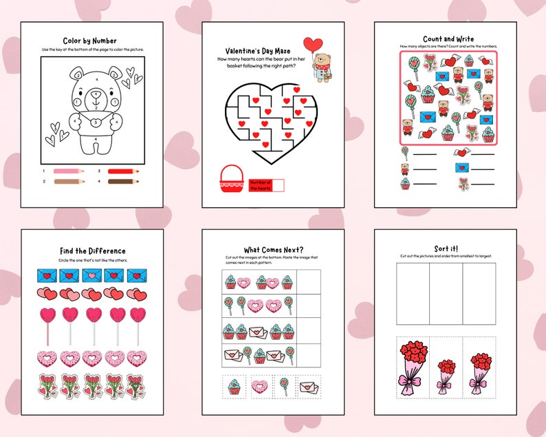 Printable Valentine's Day Activity Book for Kids 10 Pages of Fun and ...