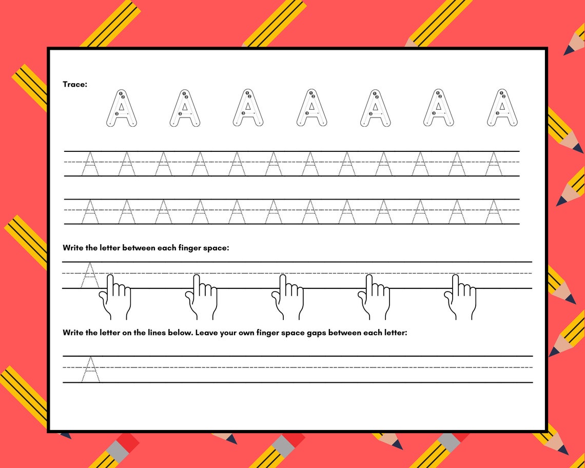 Upper Case Letters A-Z Tracing Practice Worksheets Tracing Practice for ...