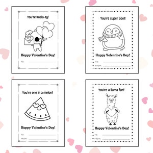 Valentine's Day Coloring Cards Printable Activity for Kids - Etsy