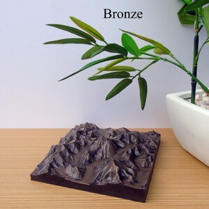 K2 Topographical Map in Aged Metal Finish, Mountain Casting, 3D Map ...