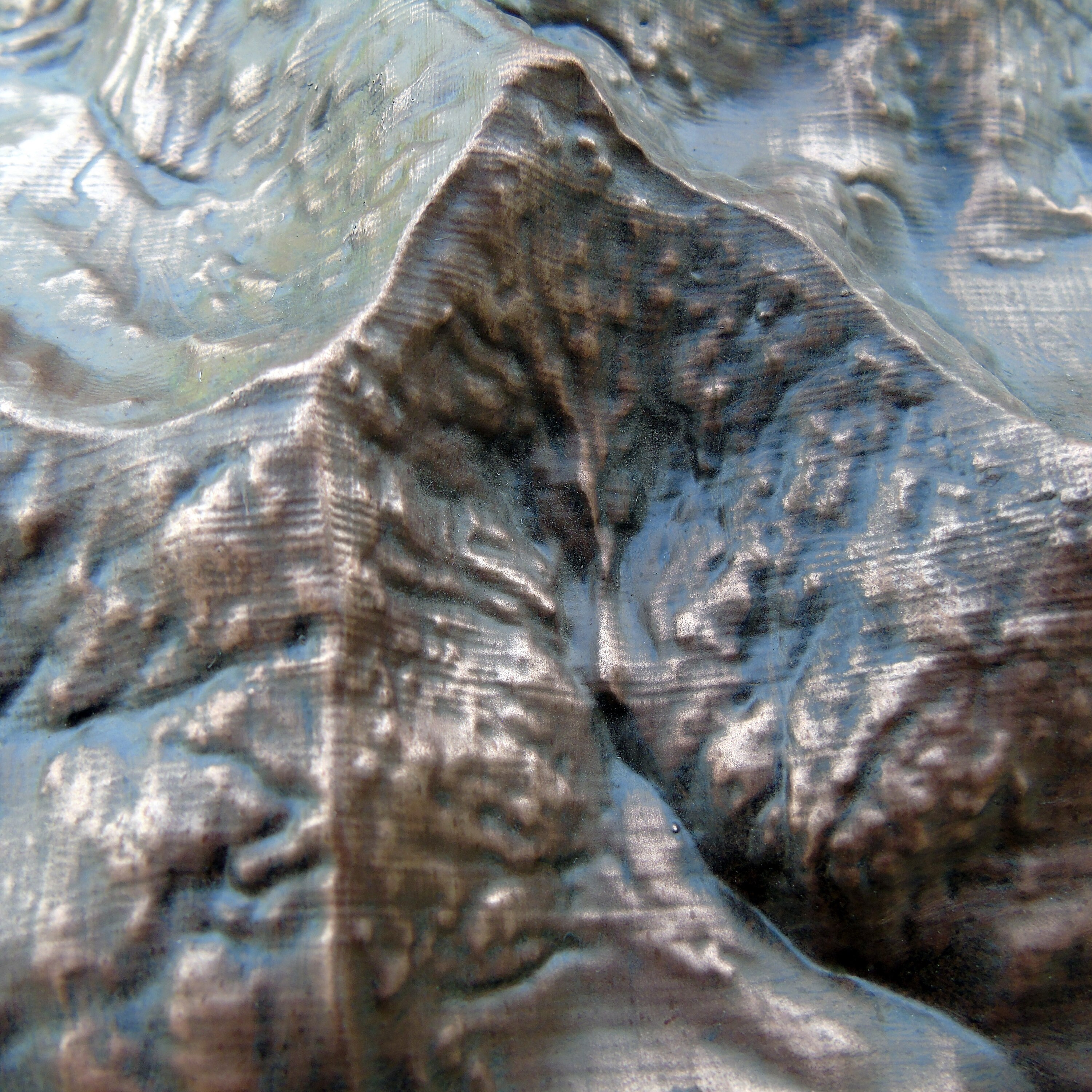 Snowdon Topographical Map in Aged Metal Finish, Relief Map, 3D Map ...