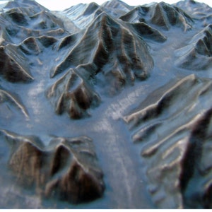 K2 Topographical Map in Aged Metal Finish, Mountain Casting, 3D Map ...