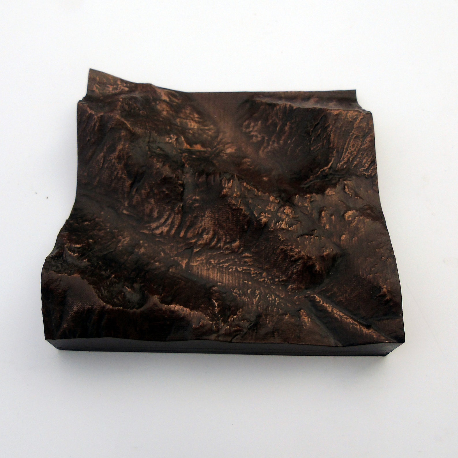 Haystacks Topographical Map in Aged Metal Finish, 3D Map, the Lake ...