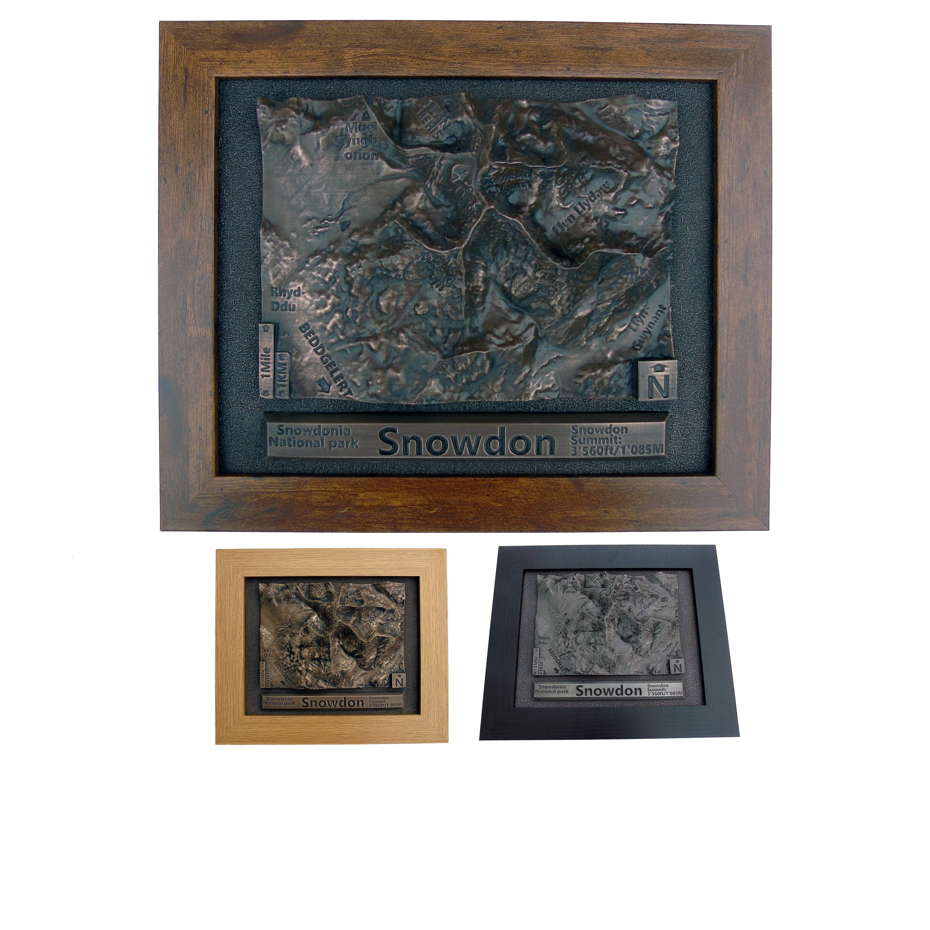 Snowdon Yr Wyddfa Copper Bronze or Silver Finish Relief Map in 3D ...