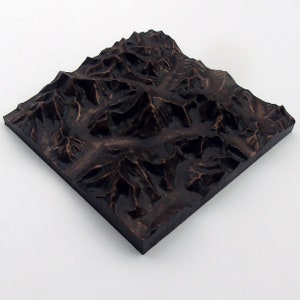K2 Topographical Map in Aged Metal Finish, Mountain Casting, 3D Map ...