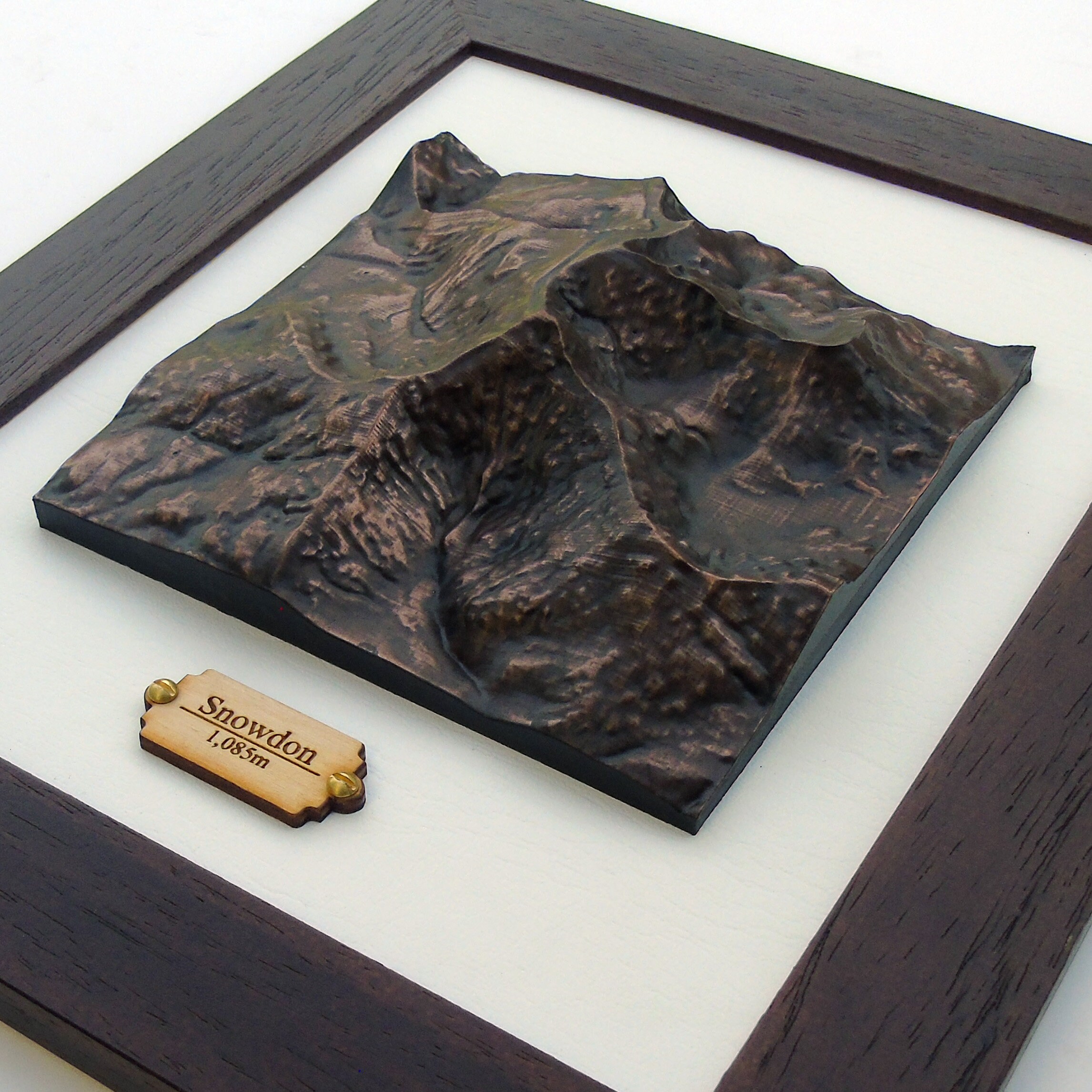 Snowdon Framed Topographical Map in Aged Copper Finish, 3D Map ...