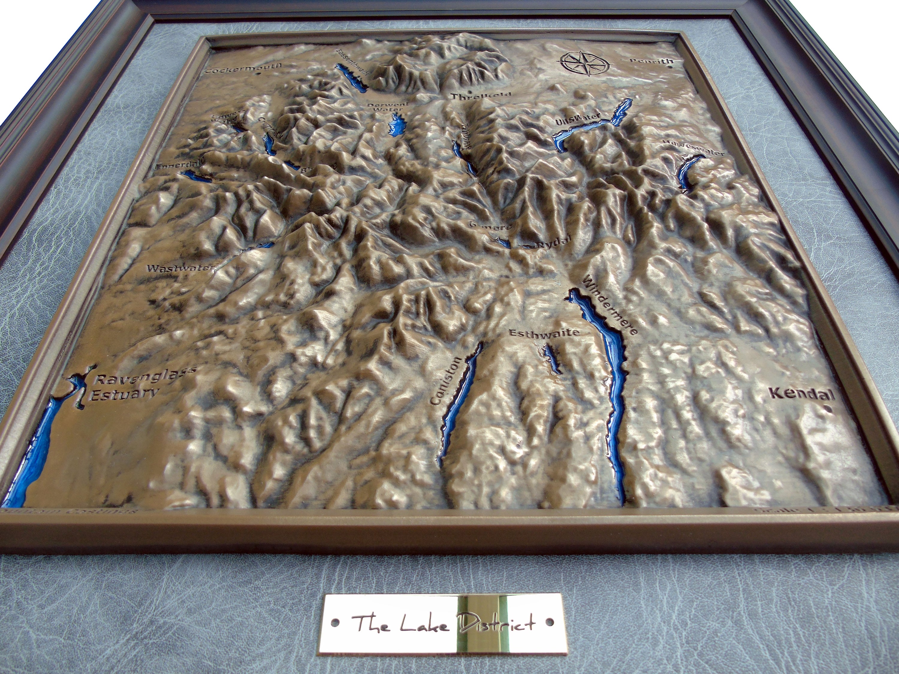 Lake District Topographical Map in Bronze Finish 3D Map of - Etsy UK