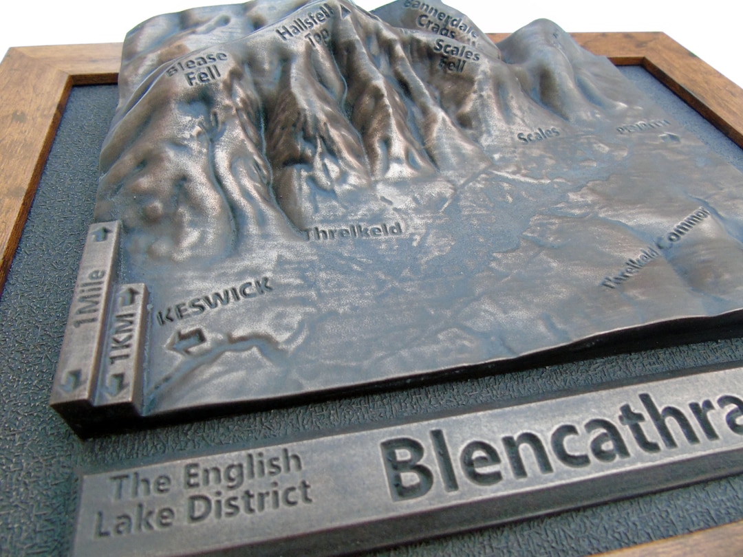 Blencathra Framed Copper Bronze or Silver Finish 3D Topographical ...
