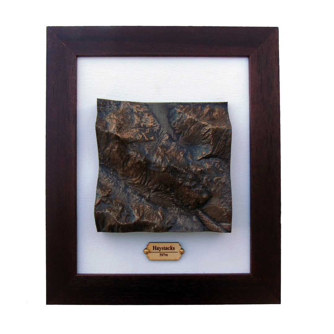 Haystacks Framed Topographical Map in Aged Bronze Finish, 3D Map, the ...