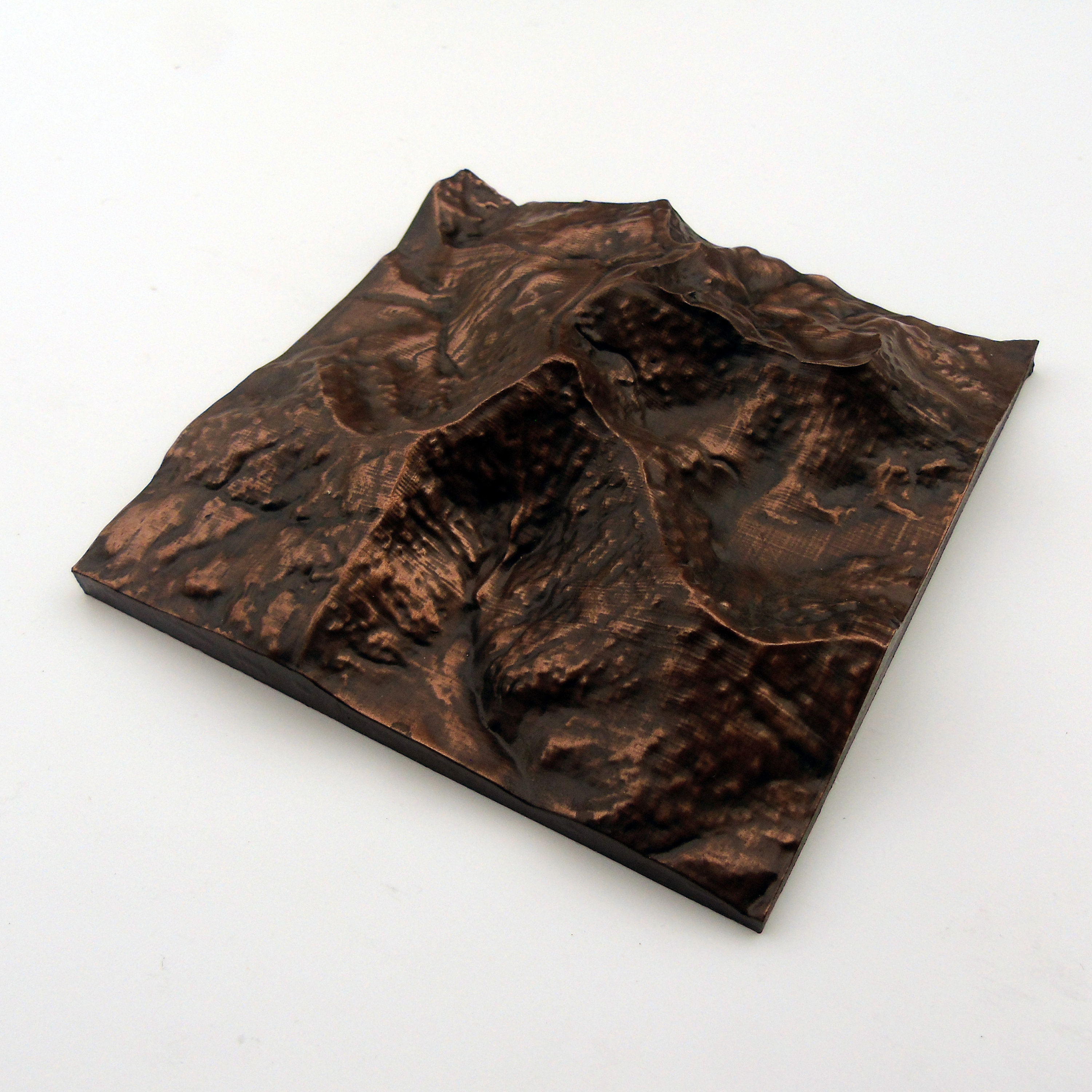 Snowdon Topographical Map in Aged Metal Finish, Relief Map, 3D Map ...