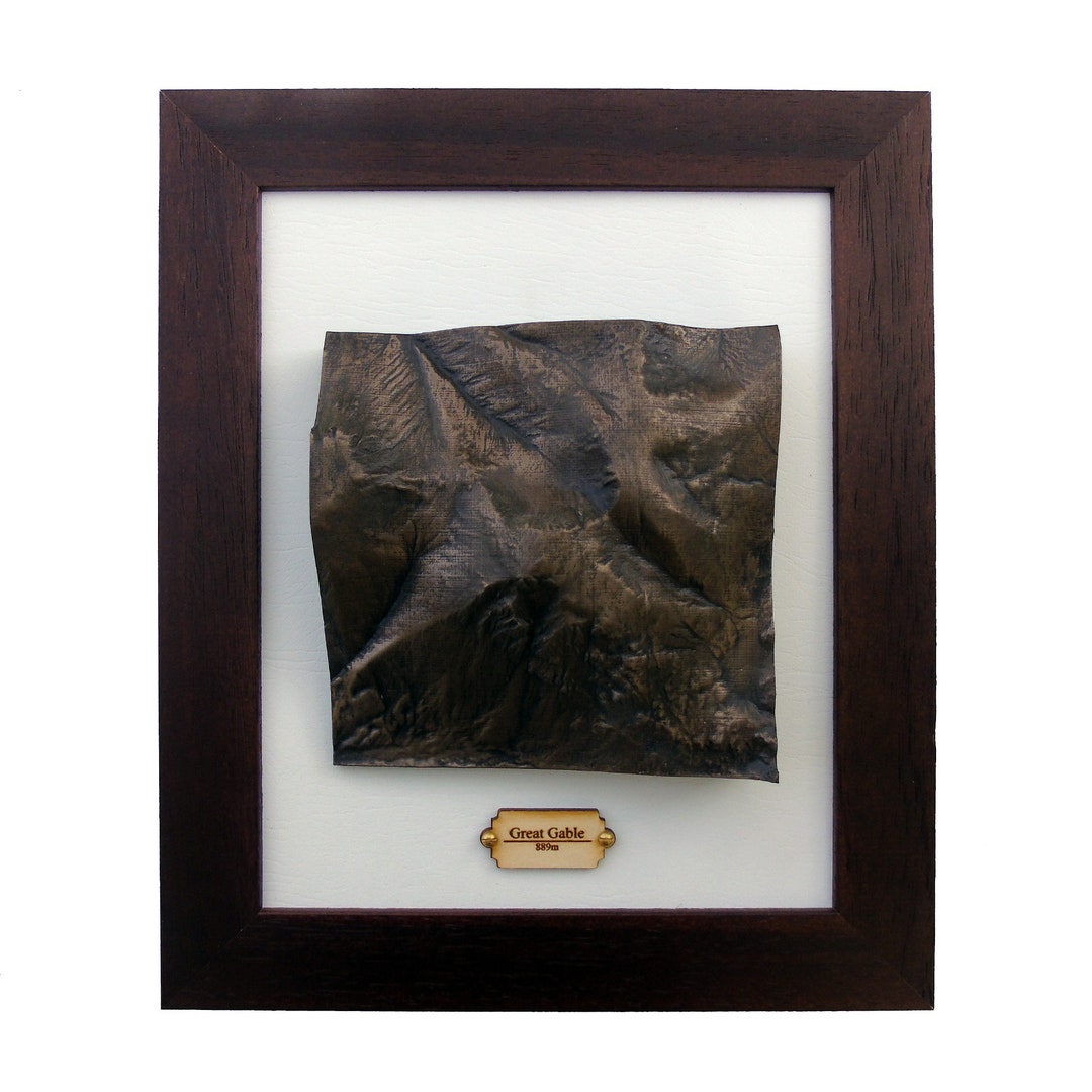 Great Gable Framed Topographical Map in Aged Bronze Finish, Mountain ...
