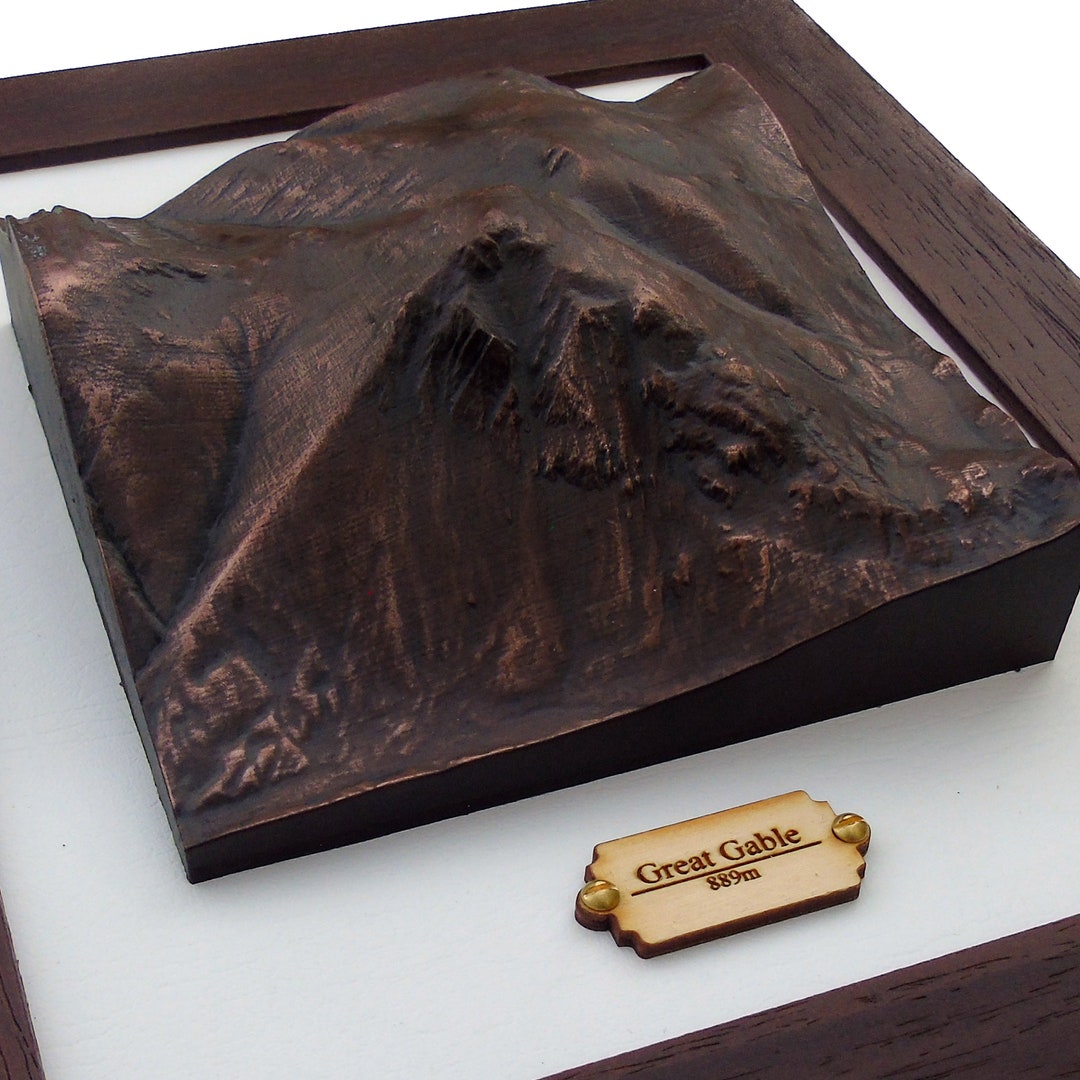 Great Gable Framed Topographical Map in Aged Copper Finish, Mountain ...