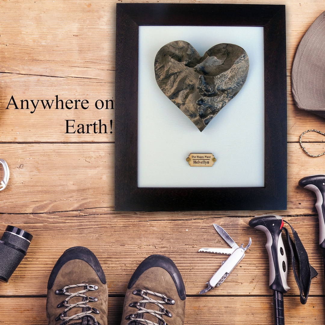 Custom 3D Love Heart Map Framed - Bronze - Anywhere on Earth - Your ...