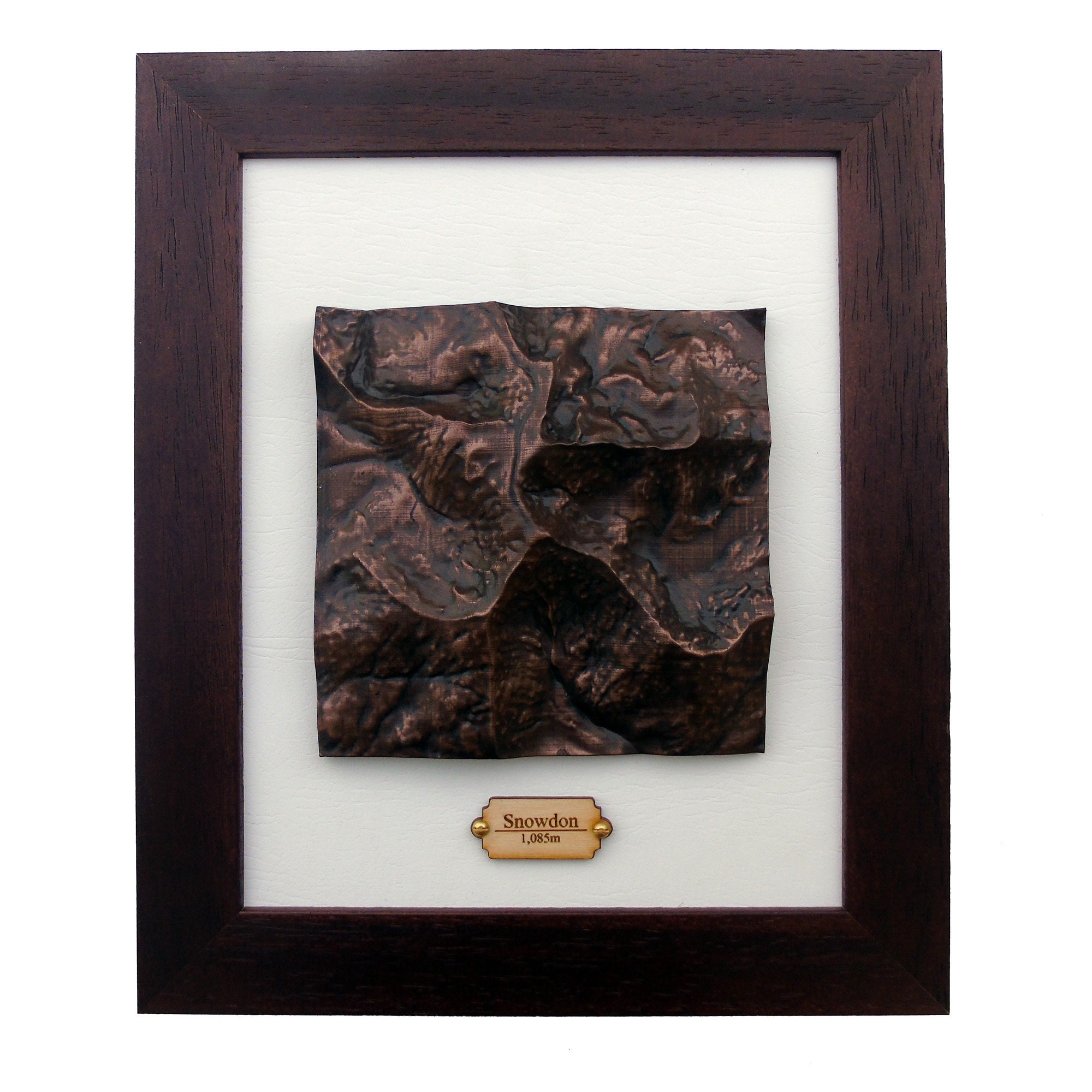 Snowdon Framed Topographical Map in Aged Copper Finish, 3D Map ...