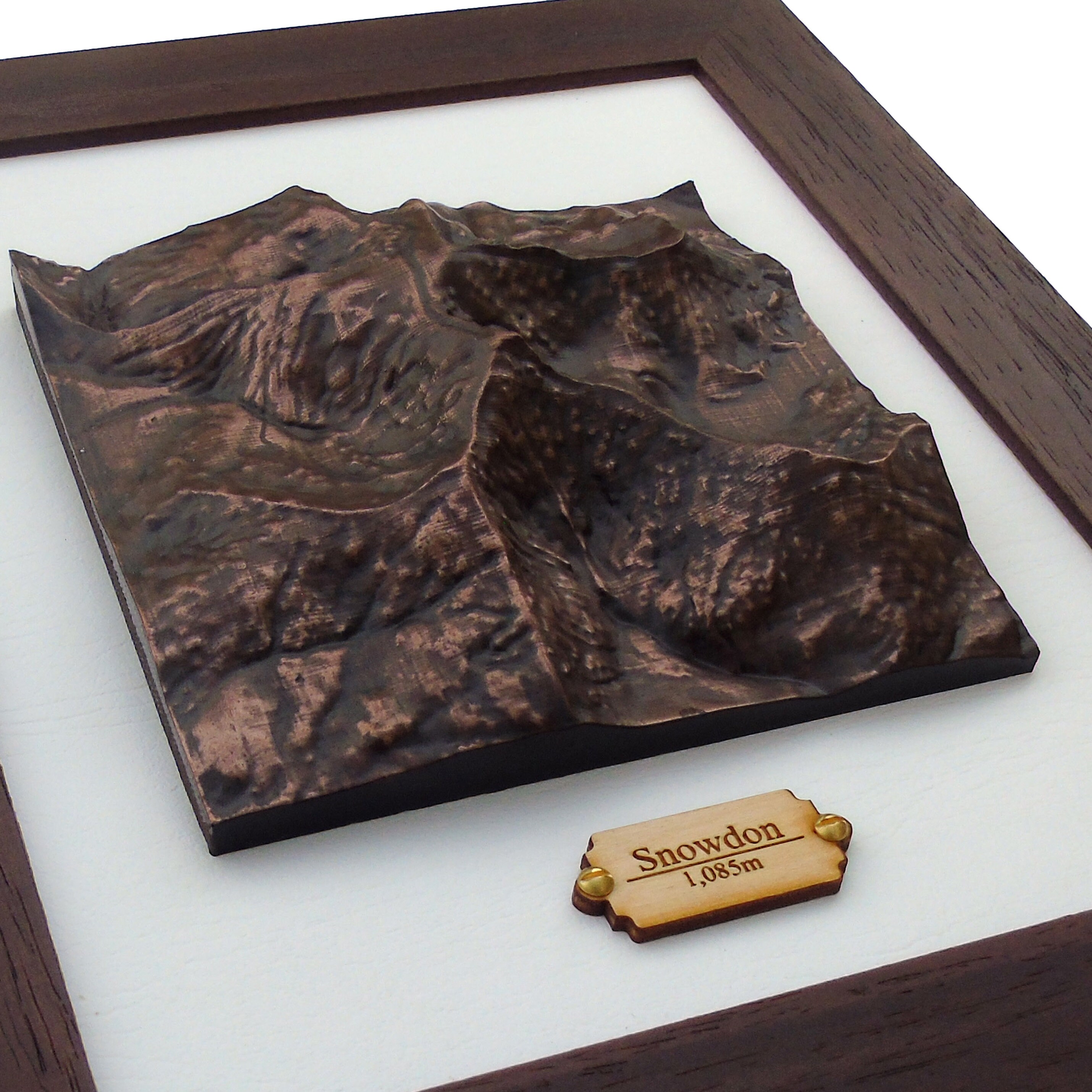 Snowdon Framed Topographical Map in Aged Copper Finish, 3D Map ...
