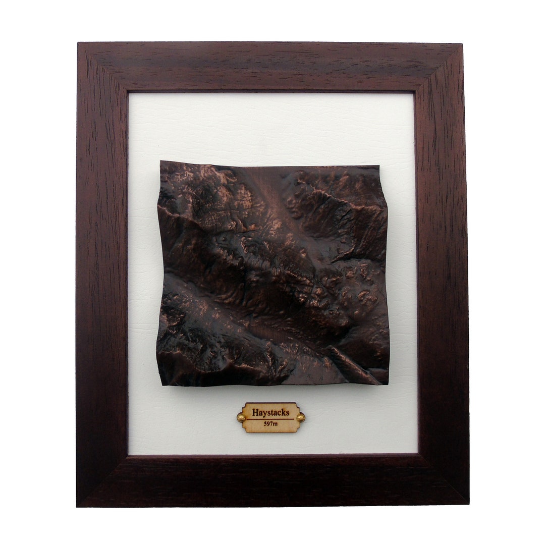 Haystacks Topographical Map in Aged Copper Finish, 3D Map, the Lake ...
