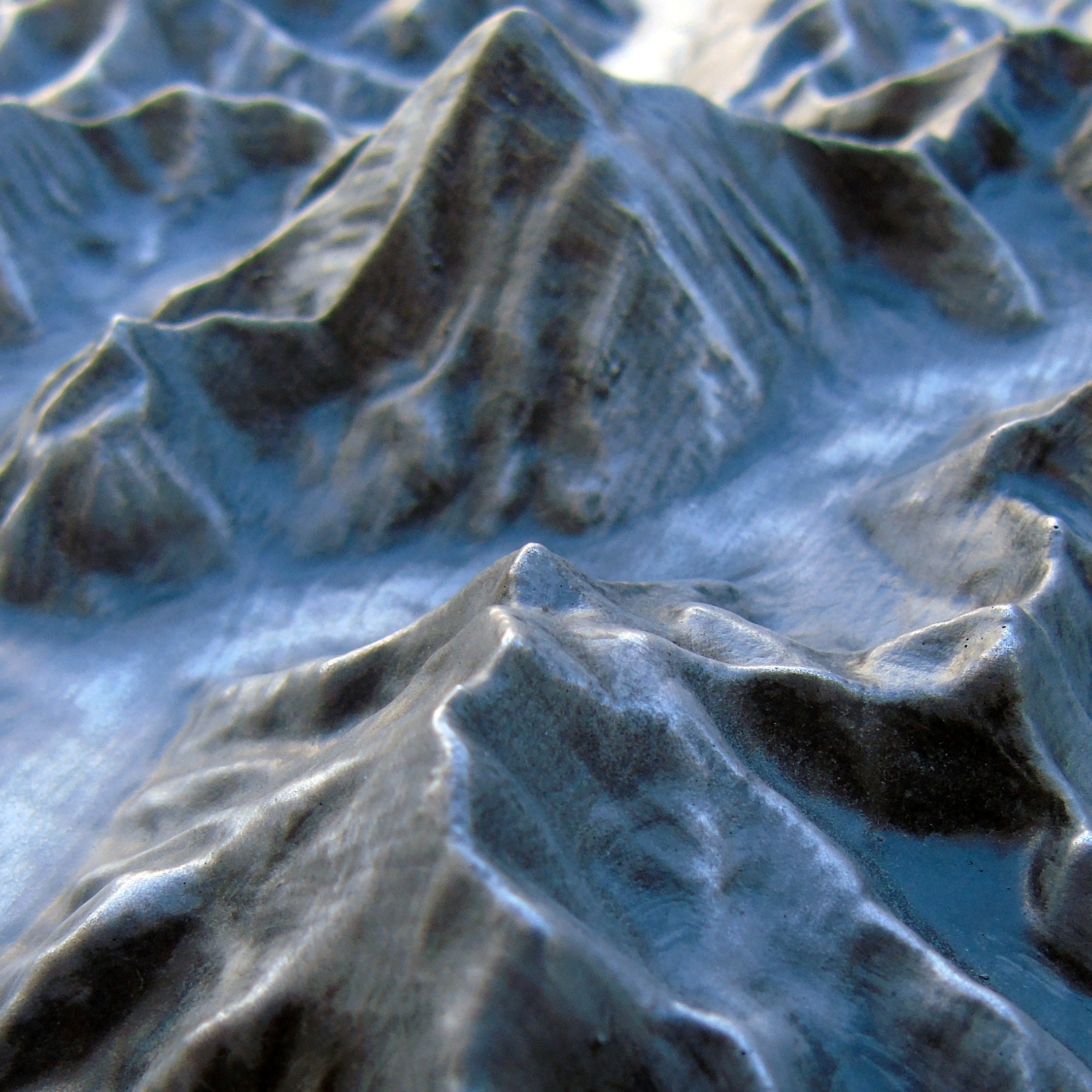 K2 Framed Topographical Map in Aged Silver Finish, Mountain Casting 3D ...