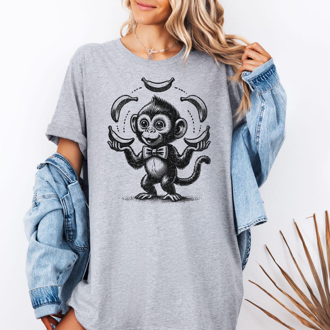 Vintage Monkey Juggling Bananas T-shirt, Retro Animal Lover Tee - Etsy