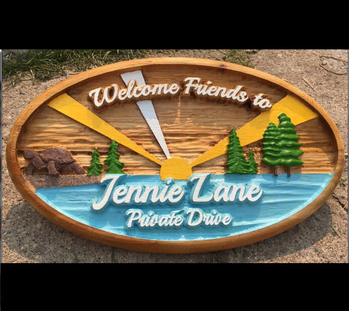 Custom Carved CNC Cedar Sign, Cottage, Ranch, Farm, Flag, Water ...