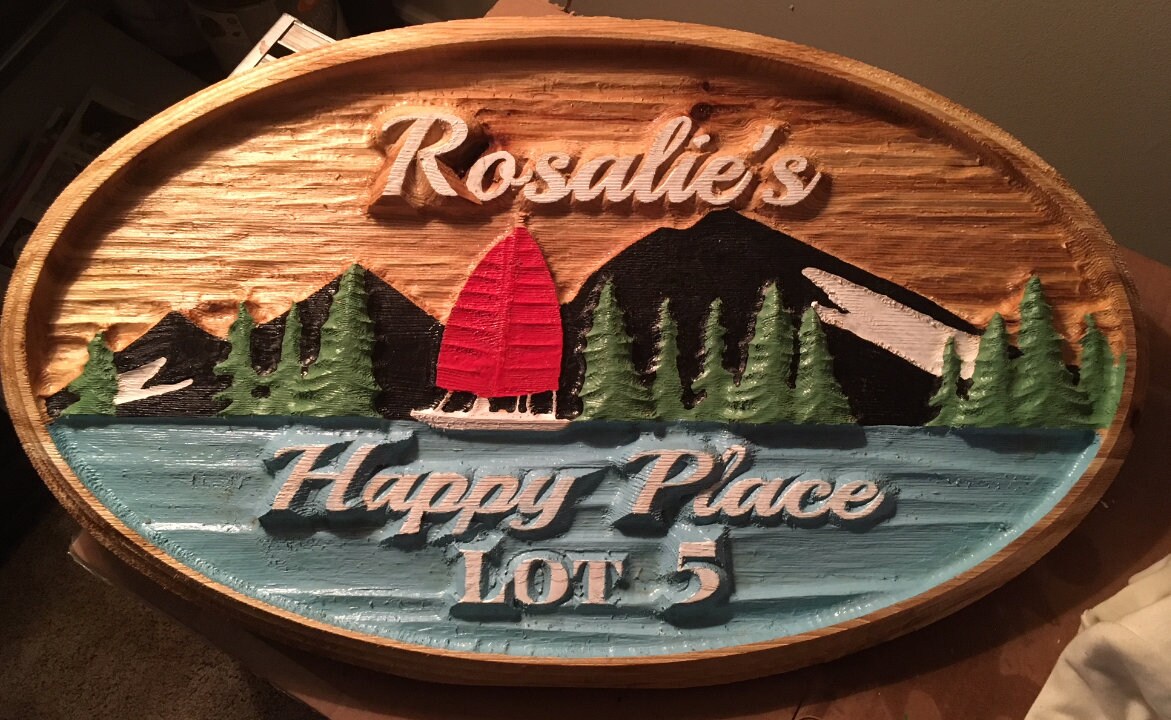 Custom Carved CNC Cedar Sign, Cottage, Ranch, Farm, Flag, Water ...