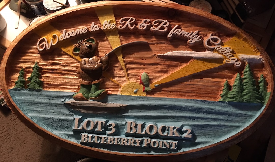 Custom Carved CNC Cedar Sign, Cottage, Ranch, Farm, Flag, Water ...