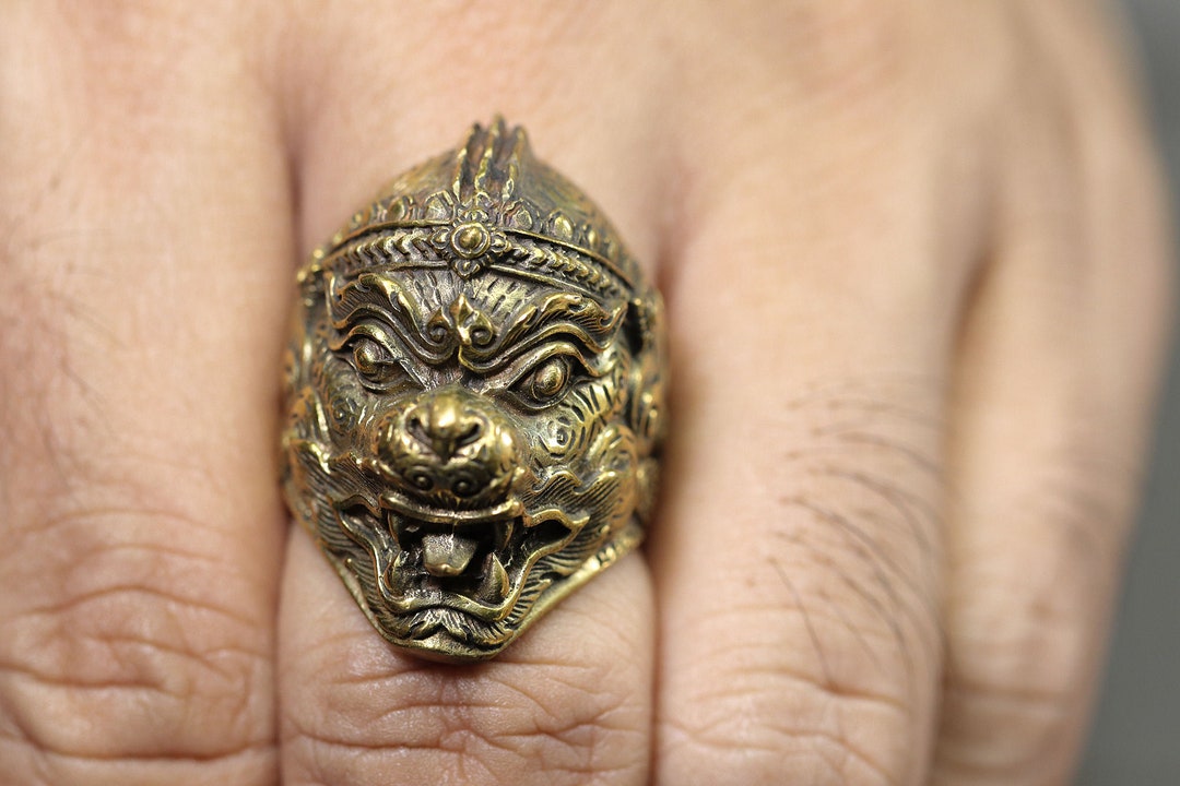 Hanuman Ring: Thai Brass Amulet, Sacred Talisman (19mm) - Etsy