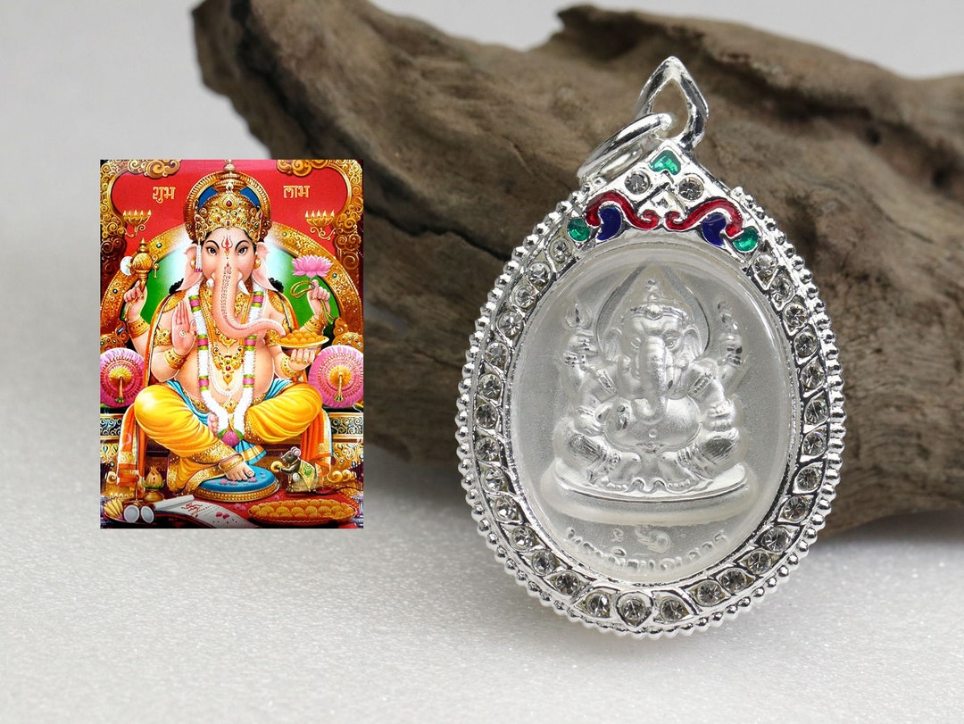 Silver Plated Ganesha & Brahma Locket: Hindu Amulet Pendant - Etsy