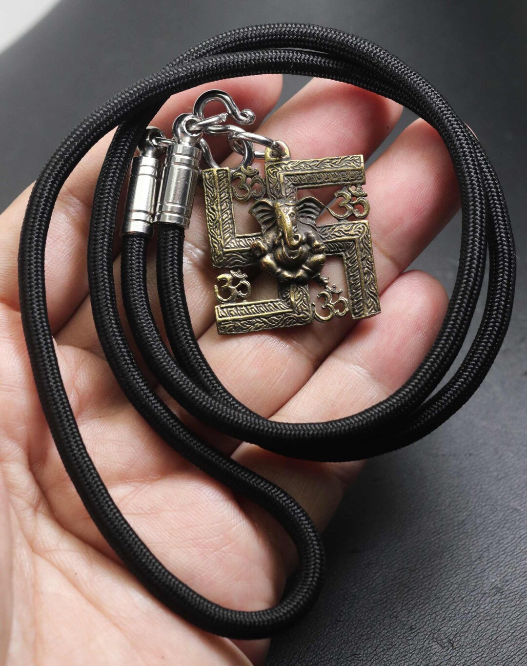 Lord Ganesh Brass Amulet Necklace: Hindu Good Luck Charm - Etsy