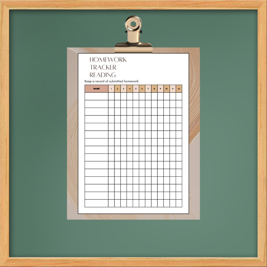 Digital Homework Tracker, Homework Tracker, Printable Homework Tracker ...