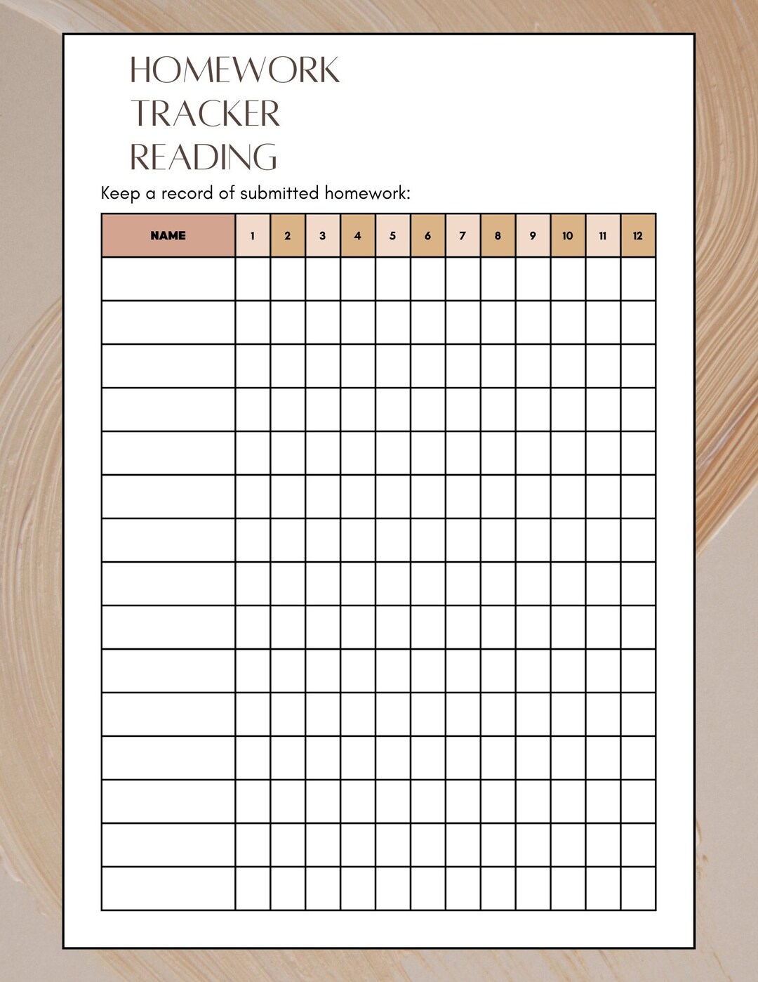 Digital Homework Tracker, Homework Tracker, Printable Homework Tracker ...