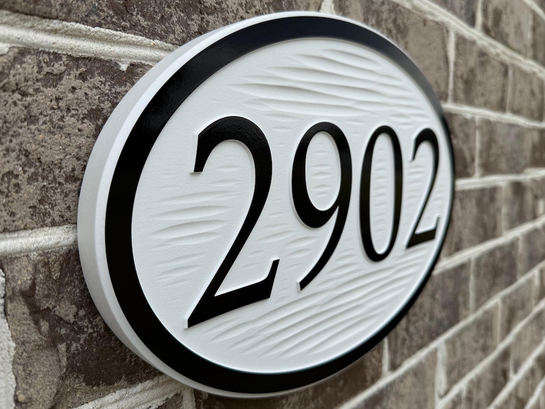 Oval Carved Address Plaque & Textured Engraved House Number Sign ...