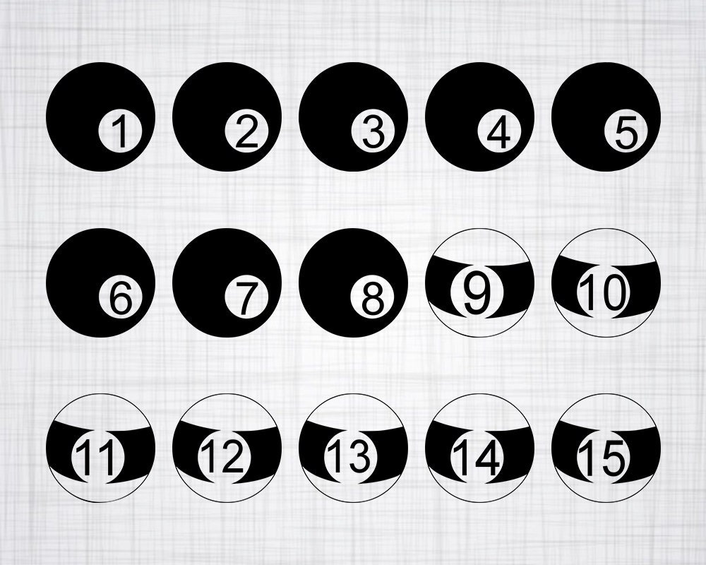 Cut Files For Silhouette Dxf Png Eps Billiards Balls Clipart Billiards ...
