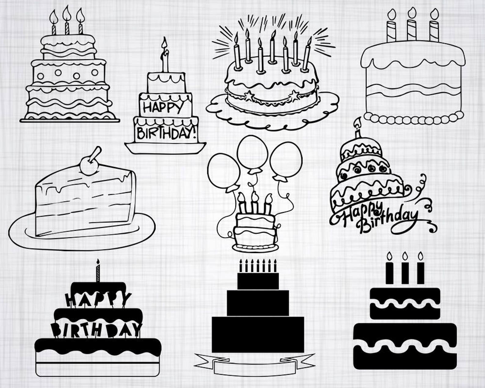 Cumpleaños pastel SVG paquete pastel de cumpleaños SVG torta | Etsy