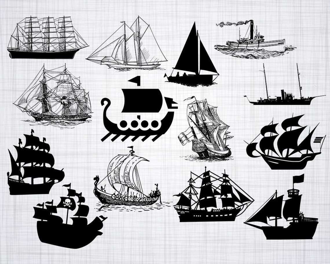 Ship SVG Bundle Ship SVG Sailing Ships Clipart Ship Cut | Etsy
