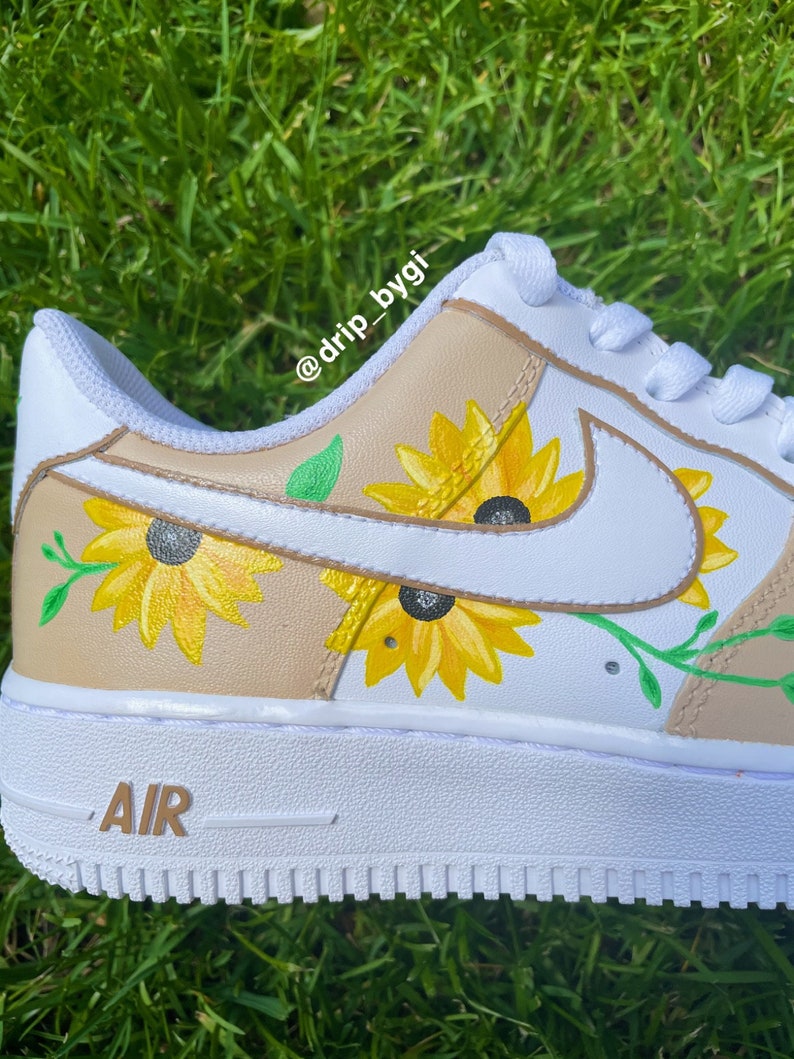Custom Beige/nude Sunflower Air Force 1 Custom Sneakers Custom Shoes ...