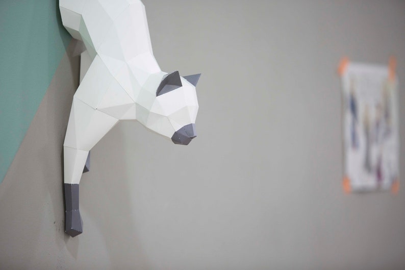 Siamese Cat Papercraft, 3D PDF , Papercraft Animals, Low Poly DIY, DIY ...