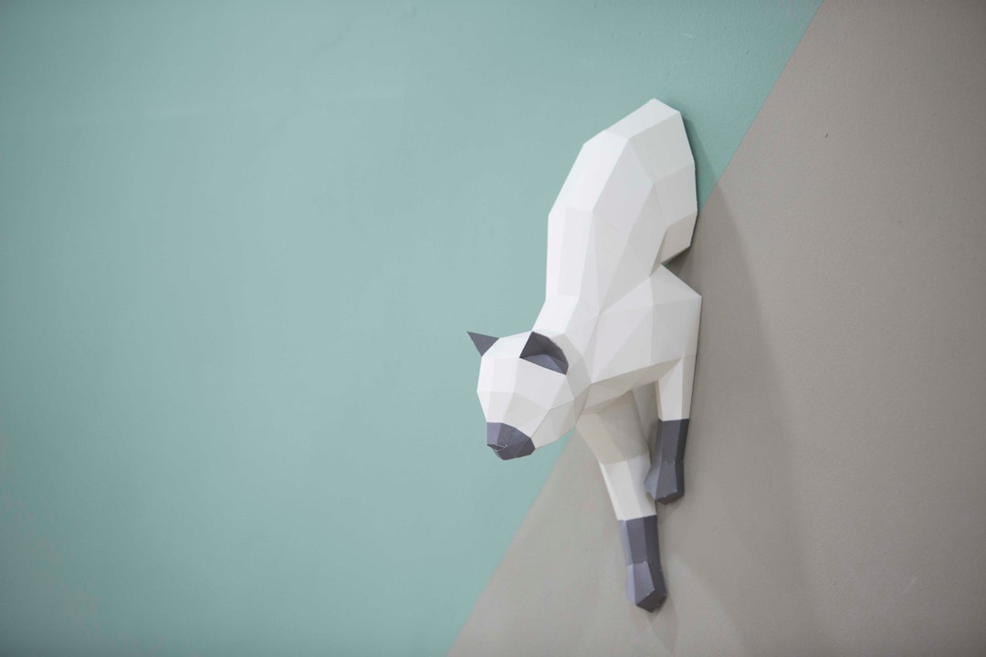 Siamese Cat Papercraft, 3D PDF , Papercraft Animals, Low Poly DIY, DIY ...
