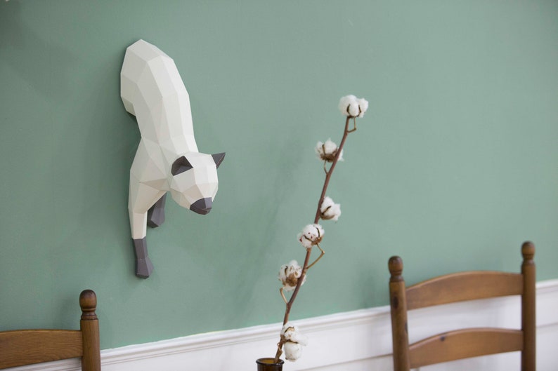 Siamese Cat Papercraft, 3D PDF , Papercraft Animals, Low Poly DIY, DIY ...