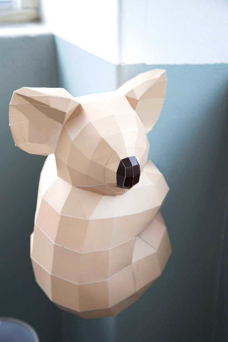 Koala Papercraft, 3D PDF , Papercraft Animals, Low Poly DIY, DIY Paper ...