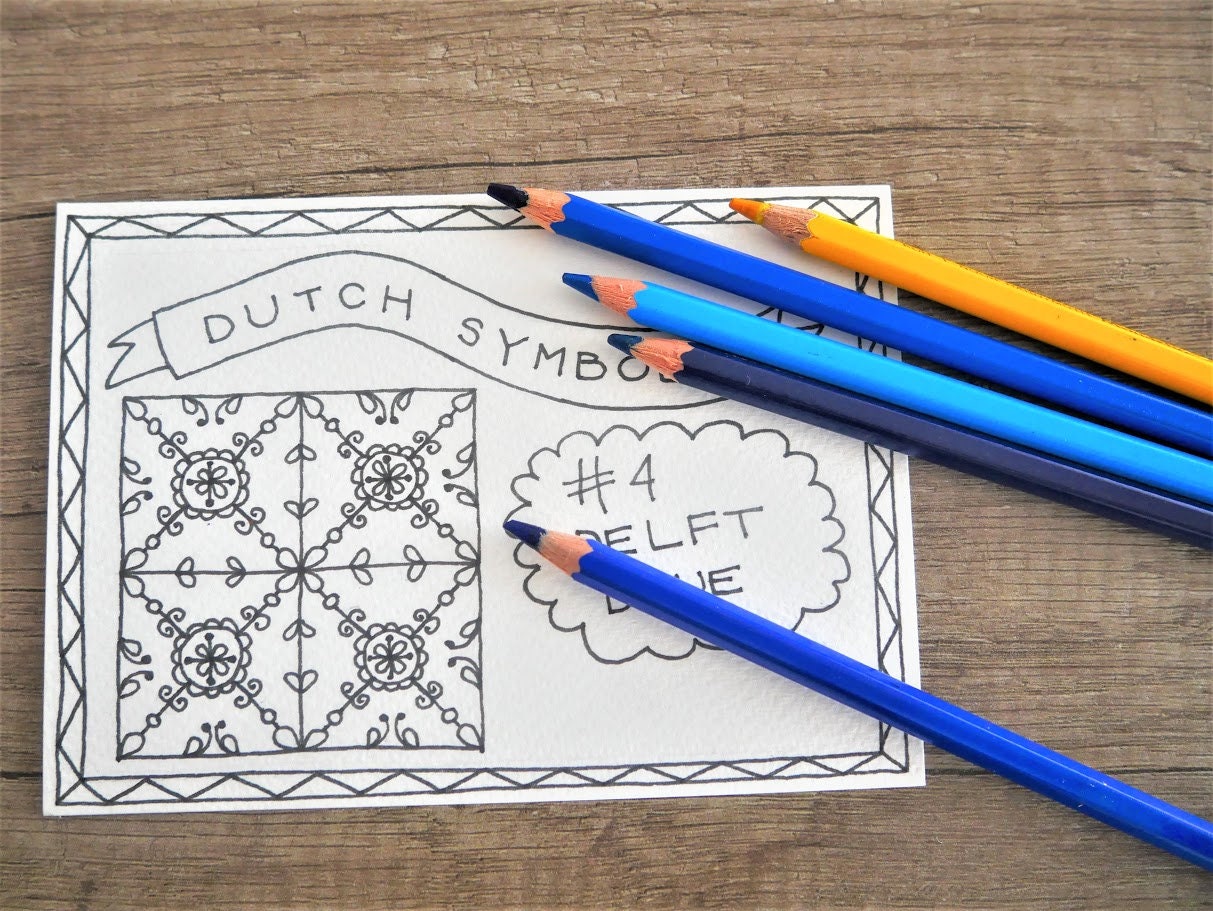 Set of 10 Colouring Postcards Dutch Symbols - Etsy