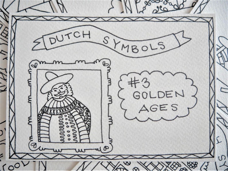 Set of 10 Colouring Postcards Dutch Symbols - Etsy