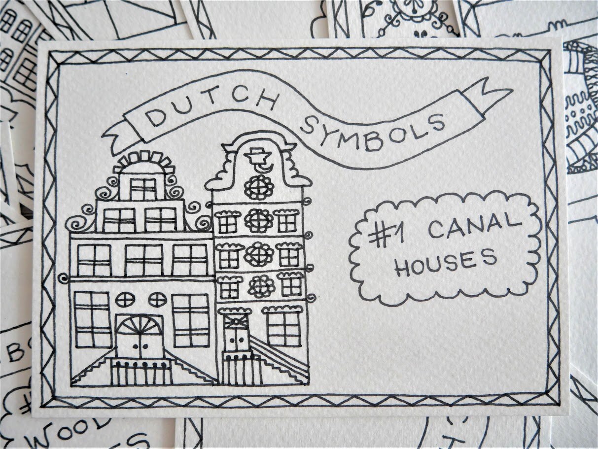 Set of 10 Colouring Postcards Dutch Symbols - Etsy