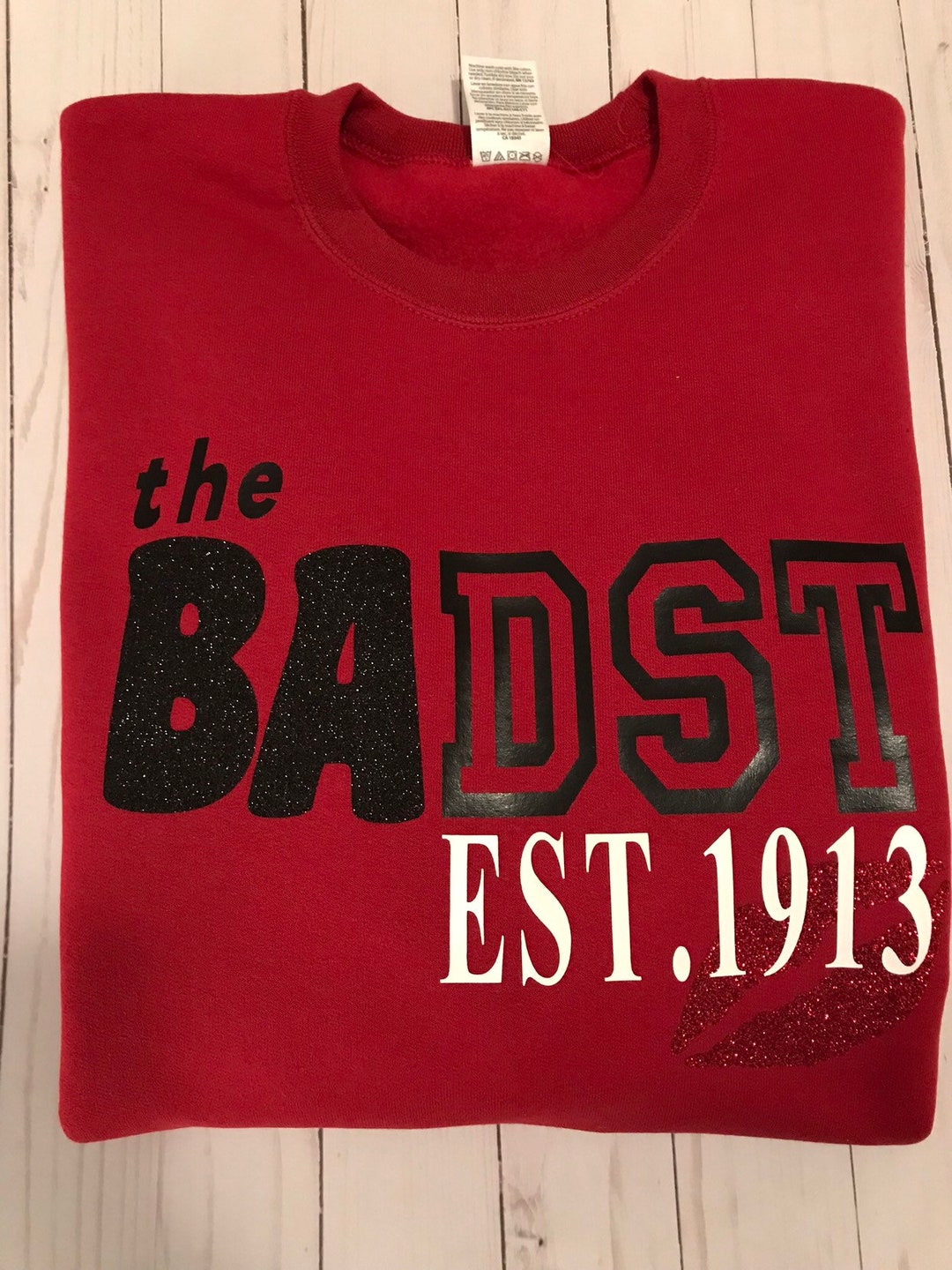 BADST Red Glittered Sweatshirt/tee - Etsy